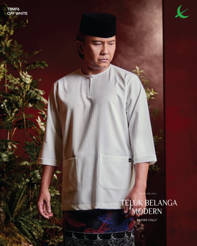 BAJU MELAYU MODERN FIT OFF WHITE – Elrah Exclusive